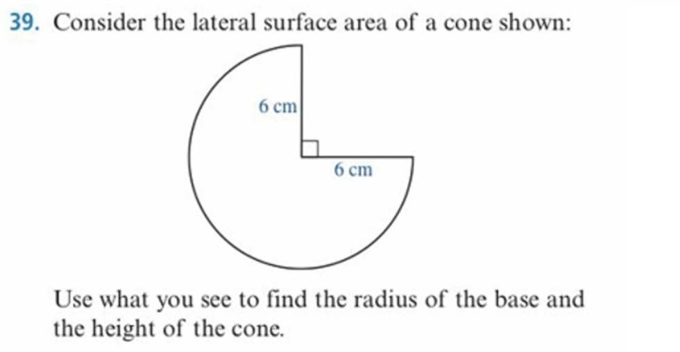 Solved Consider the lateral surface area of a cone shown:Use | Chegg.com