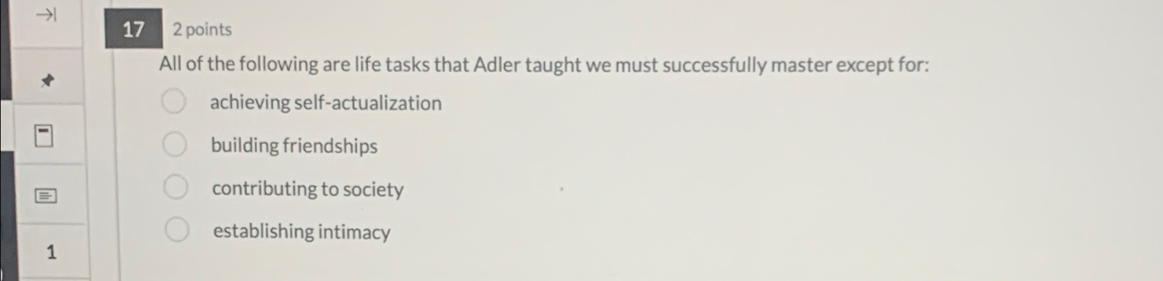 Solved 172 ﻿pointsAll of the following are life tasks that | Chegg.com