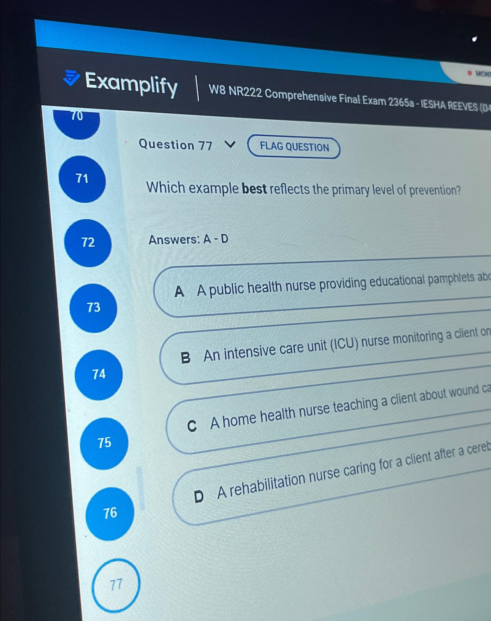 Solved ExamplifyW8 ﻿NR222 ﻿Comprehensive Final Exam 2365a - | Chegg.com