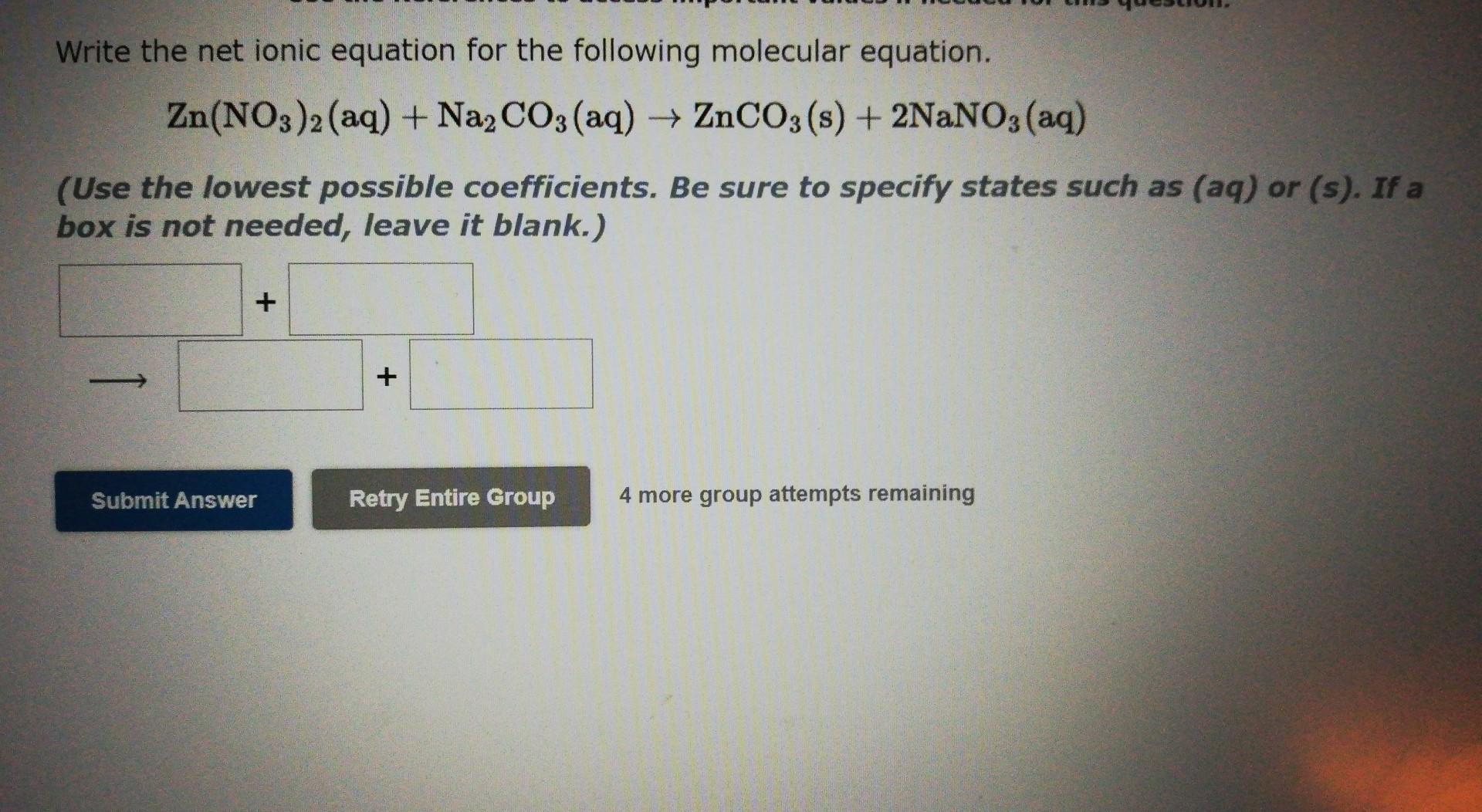 Solved Write the net ionic equation for the following | Chegg.com