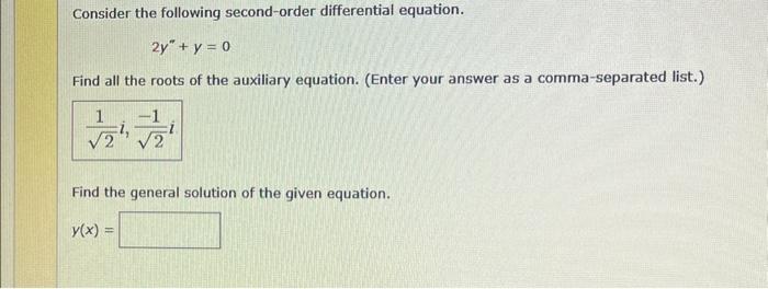 Solved Consider the following second-order differential | Chegg.com