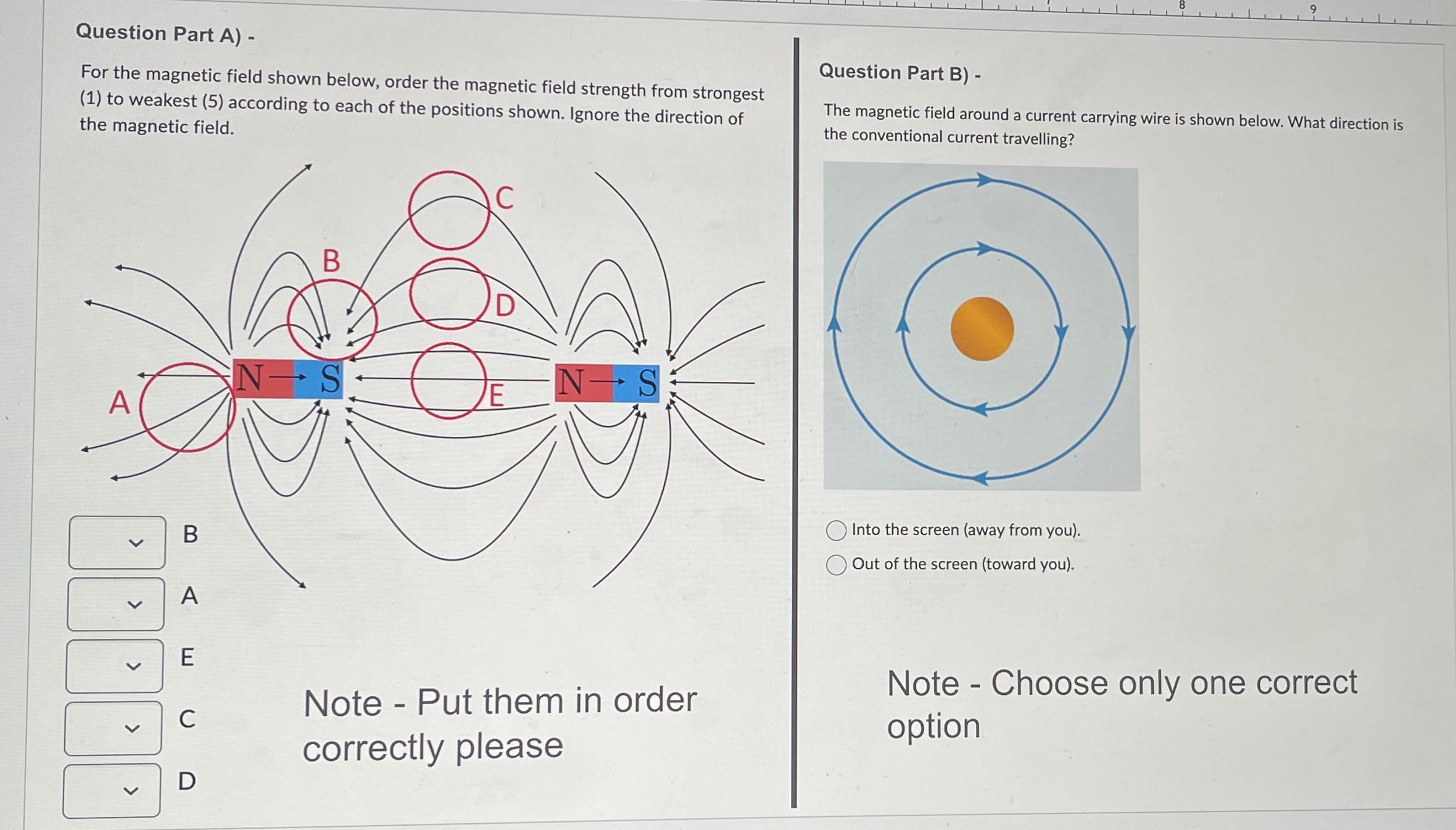 Solved Question Part A) -For the magnetic field shown below, | Chegg.com