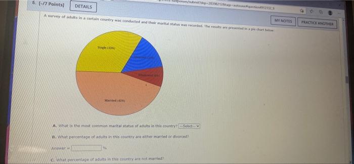 MY NOTES PRACTICE The following ple chart shows the | Chegg.com