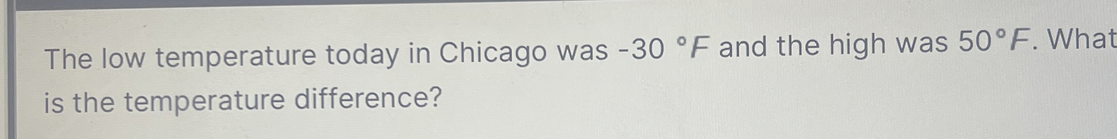 Solved The low temperature today in Chicago was -30°F ﻿and | Chegg.com