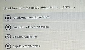 Solved Blood flows from the elastic arteries to the q, ﻿then | Chegg.com