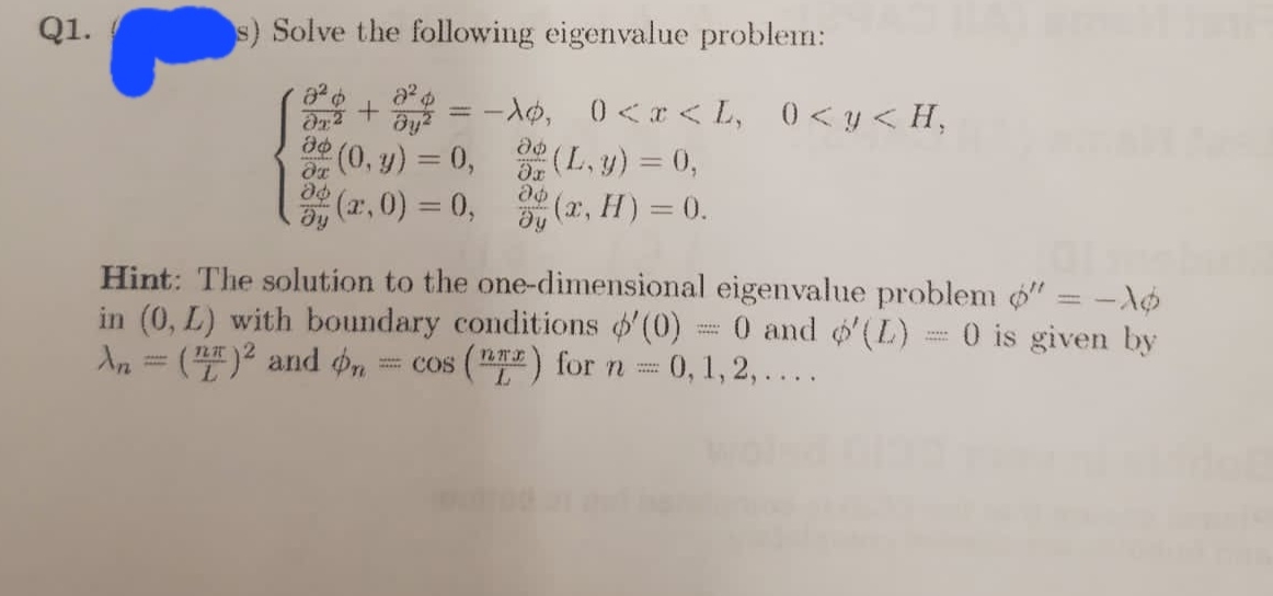 Solved Q1. ﻿Solve the following eigenvalue | Chegg.com