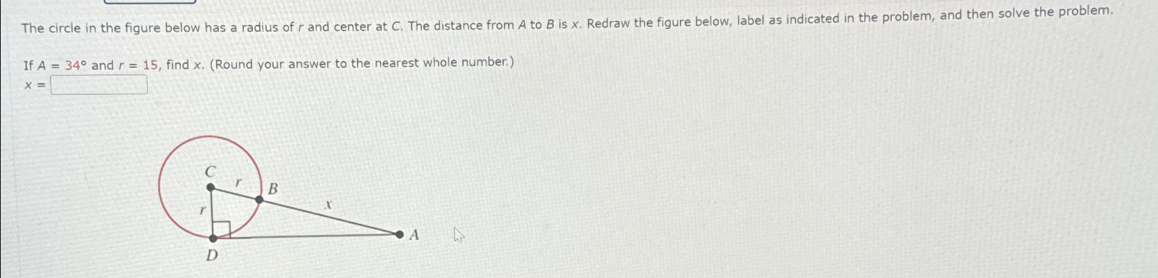 Solved The circle in the figure below has a radius of r ﻿and | Chegg.com