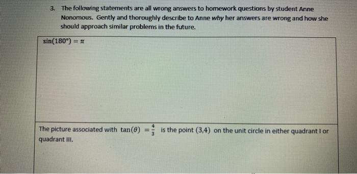 Solved 3. The following statements are all wrong answers to | Chegg.com