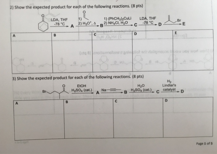 Solved 2) Show the expected product for each of the | Chegg.com