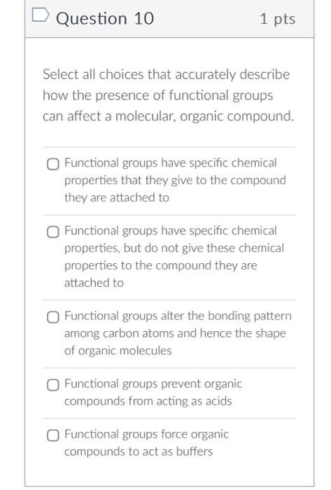 Solved Question 10 Select all choices that accurately | Chegg.com Solved Question 10 Select all choices that accurately | Chegg.com