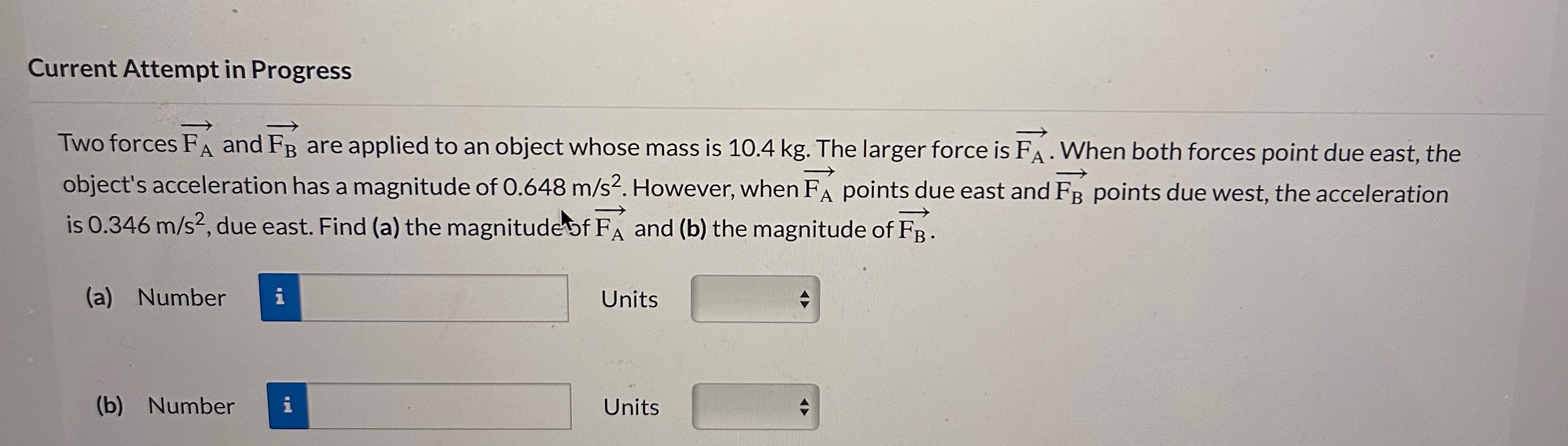 Current Attempt in ProgressTwo forces vec(FA) ﻿and | Chegg.com