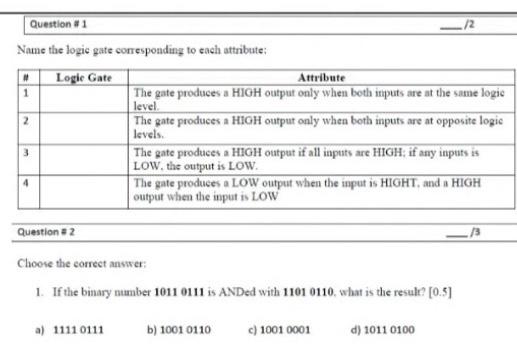 Solved Name the logic gate corresponding to each attribute; | Chegg.com