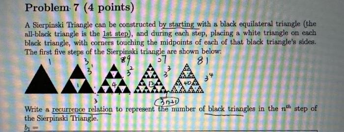 Solved A Sierpinski Triangle can be constructed by starting | Chegg.com
