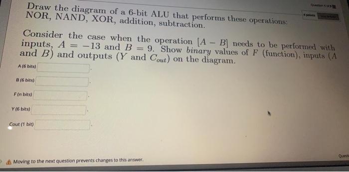 Solved Draw the diagram of a 6-bit ALU that performs these | Chegg.com
