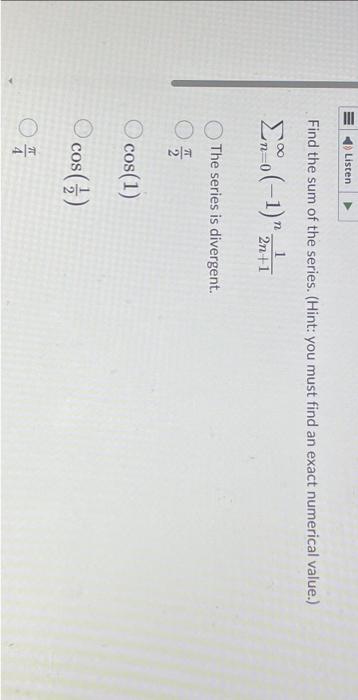 Solved Find the sum of the series. (Hint: you must find an | Chegg.com