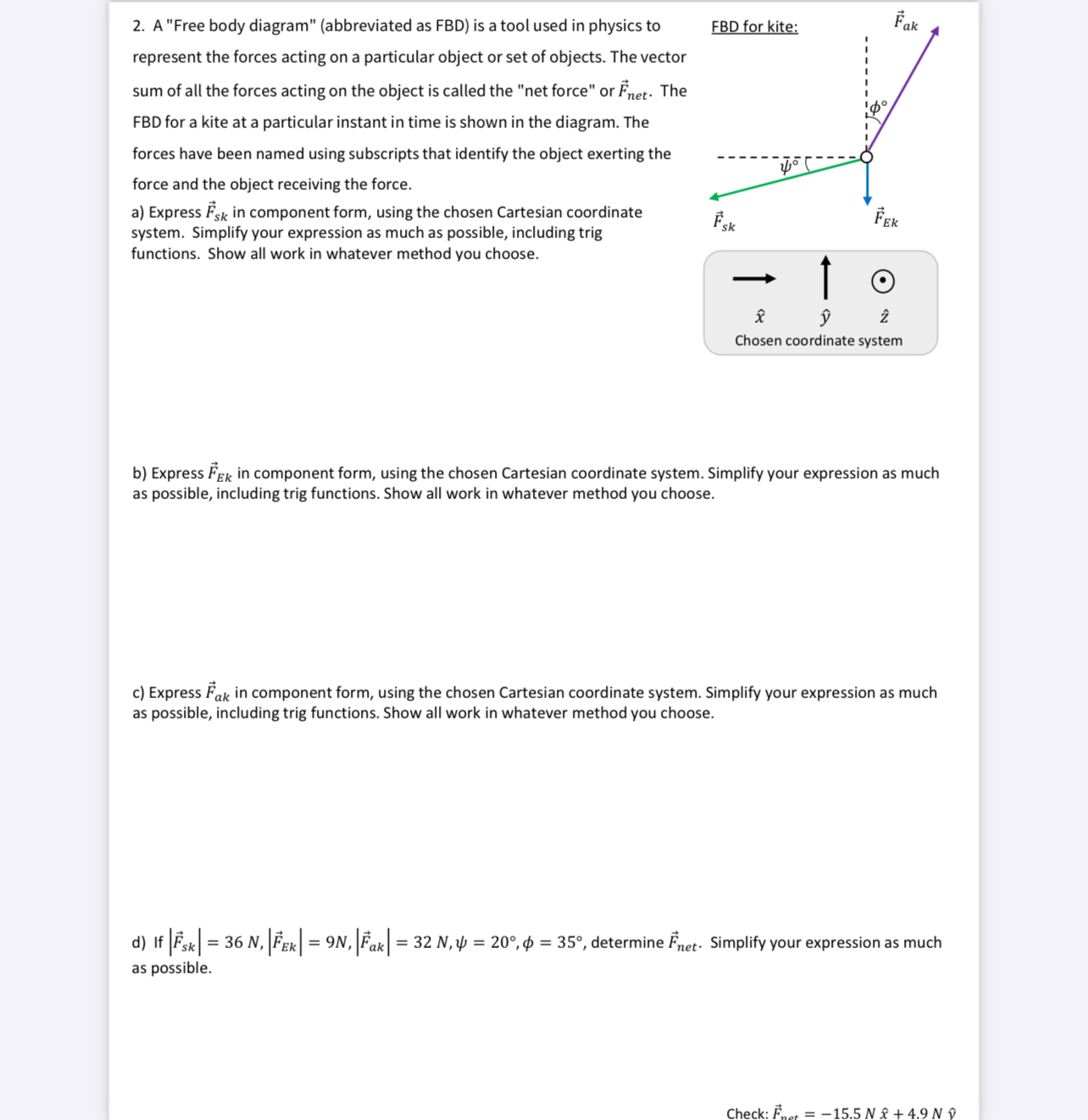 Solved A "Free body diagram" (abbreviated as FBD) ﻿is a tool | Chegg.com