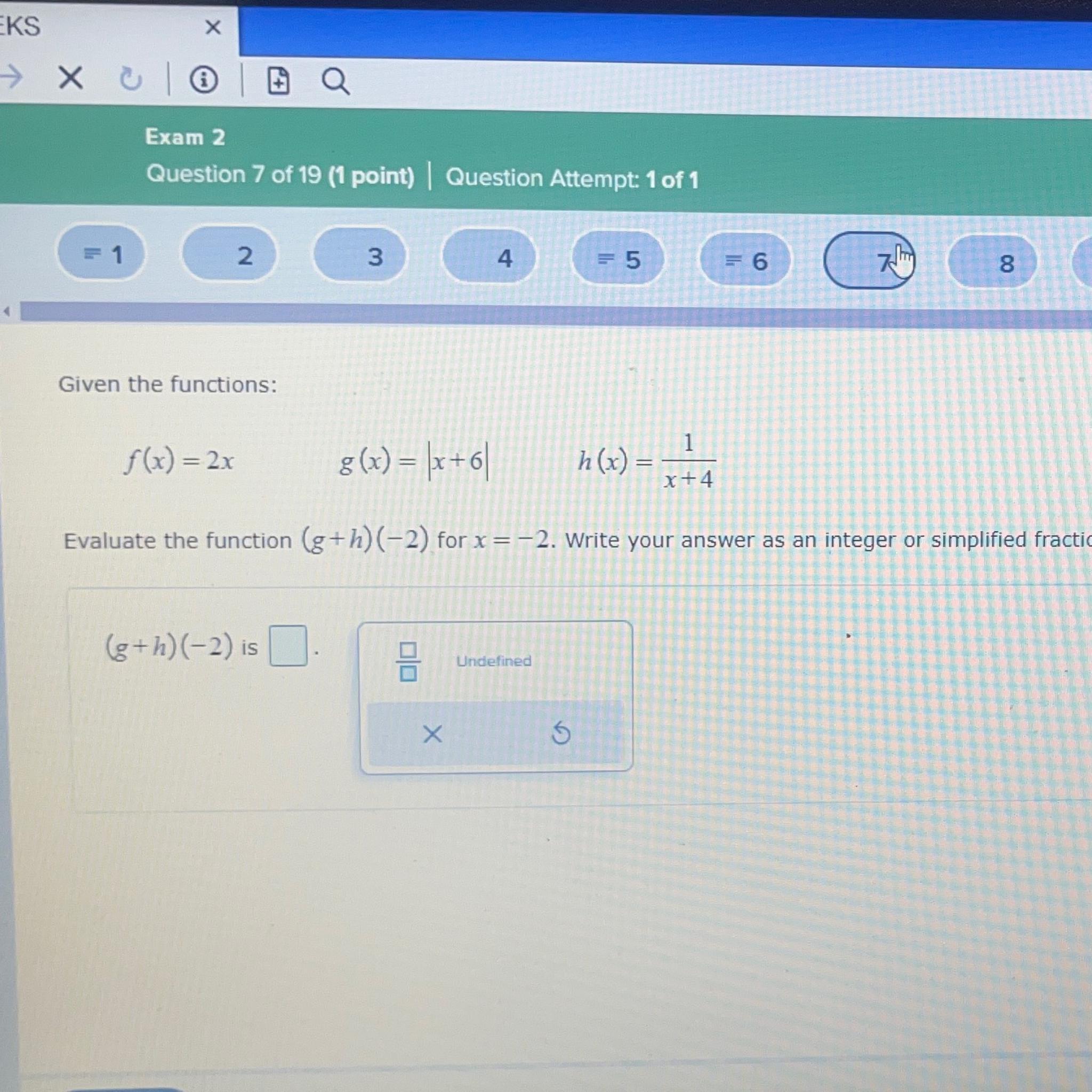 Solved Exam 2Question 7 ﻿of 19 (1 ﻿point) | ﻿Question | Chegg.com