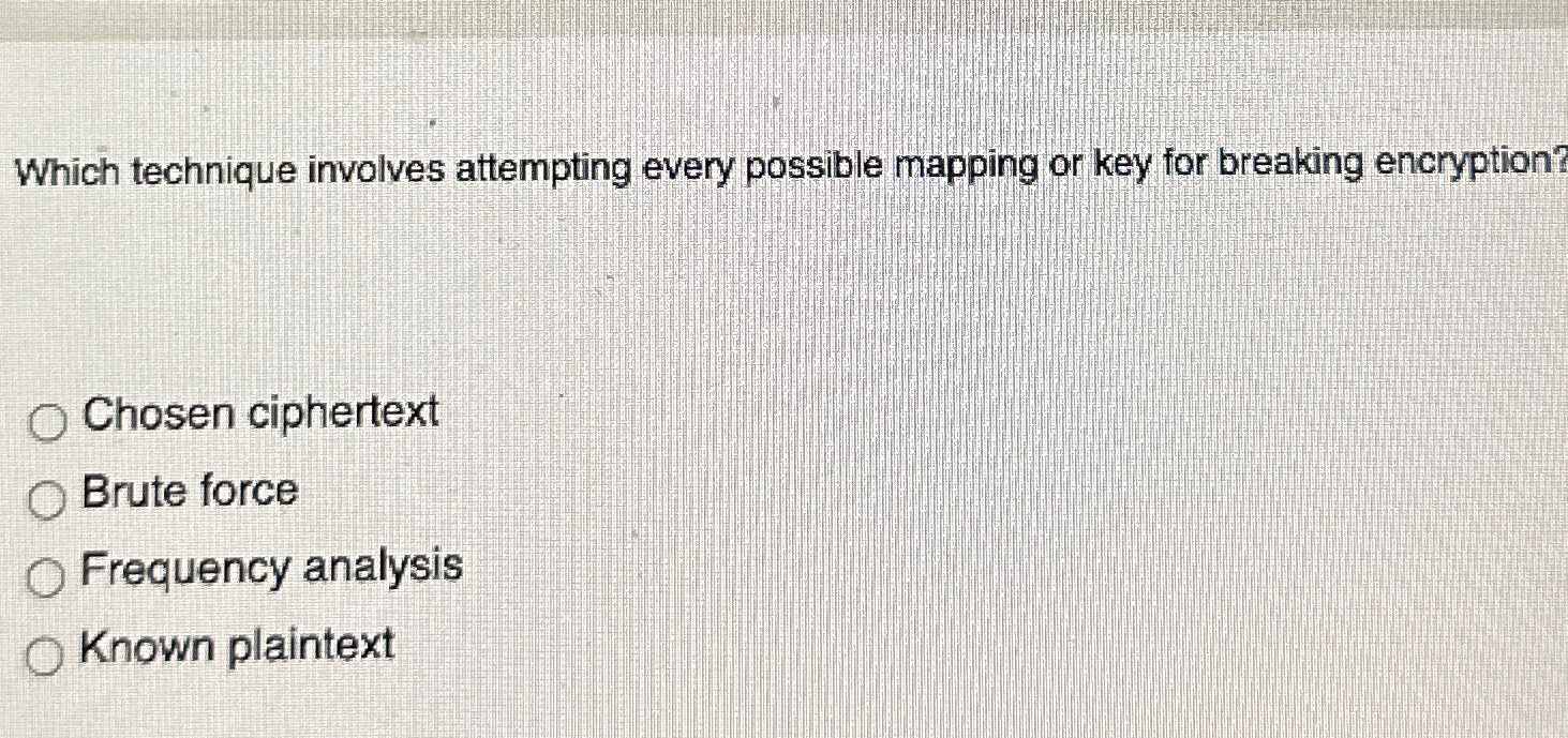 Solved Which technique involves attempting every possible | Chegg.com