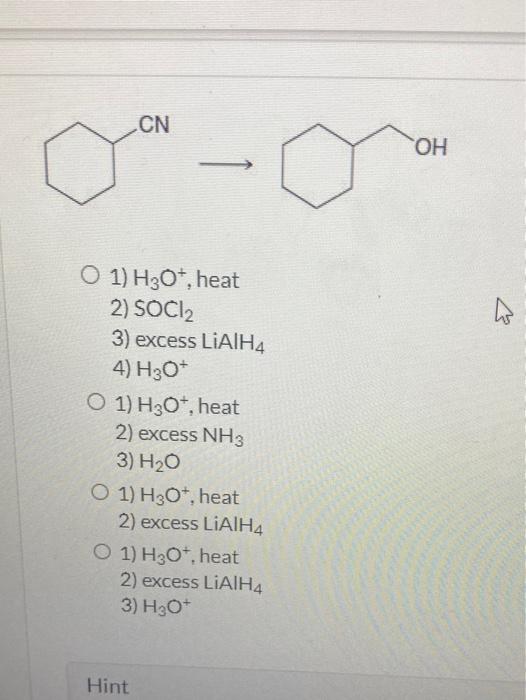 Solved *NH2 H O 1) H30-, heat 2) SOCI2 3) LiAl(OR)2H 4) H30 | Chegg.com