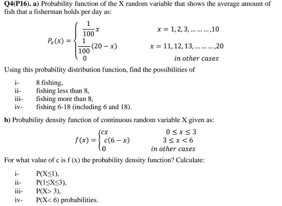 Solved Q4(P16). a) Probability function of the X random | Chegg.com