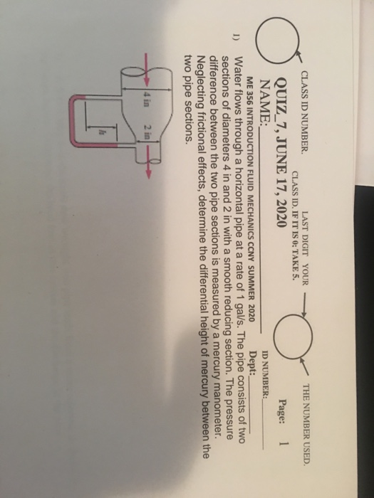 Solved CLASS ID NUMBER. 1 ID NUMBER: LAST DIGIT YOUR THE | Chegg.com