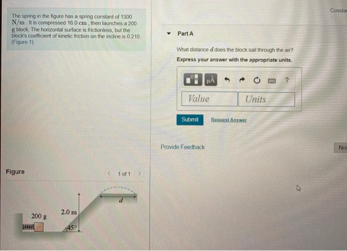 Solved Consta The spring in the figure has a spring constant | Chegg.com