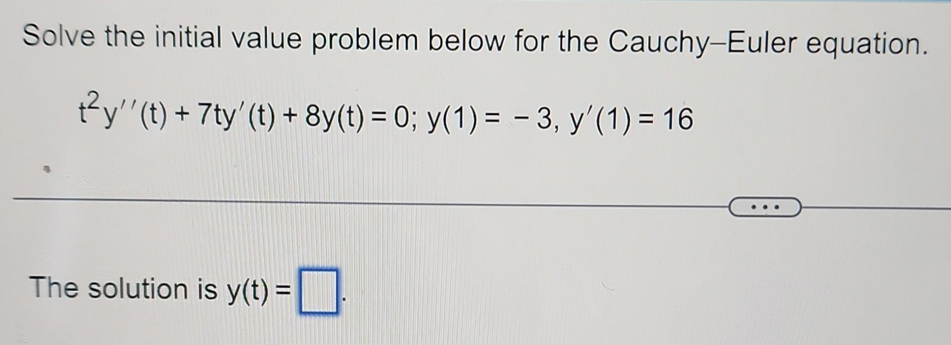 Solved Solve the initial value problem below for the | Chegg.com