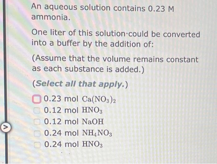 Solved An aqueous solution contains 0.30M ammonium | Chegg.com