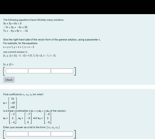 Solved The following equations have infinitely many | Chegg.com