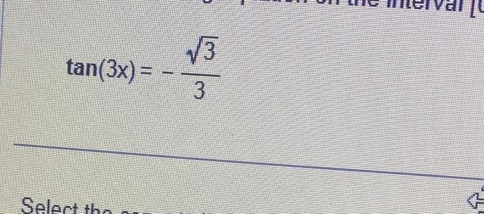Solved tan(3x)=−33 | Chegg.com