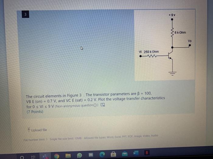 Solved 3 +9Y 6k Ohm Vo Vi 250 kOhm The circuit elements in | Chegg.com