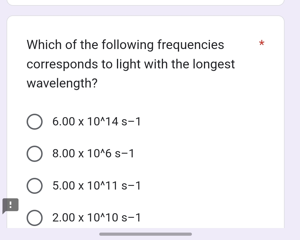 Solved Which of the following frequencies corresponds to | Chegg.com