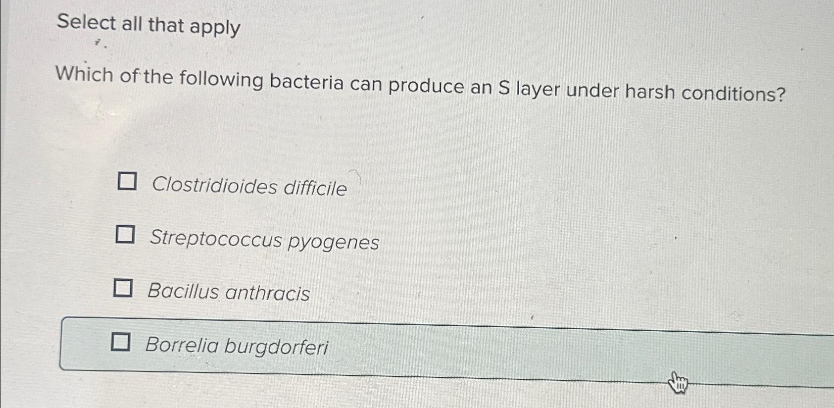 Solved Select all that applyWhich of the following bacteria | Chegg.com