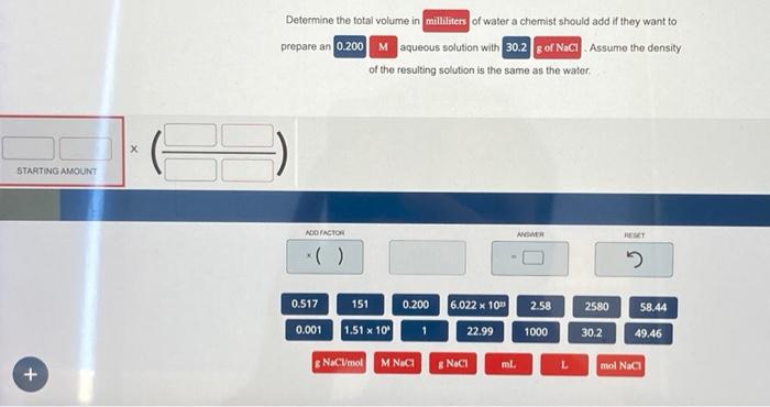 Solved STARTING AMOUNT + X Determine the total volume in | Chegg.com