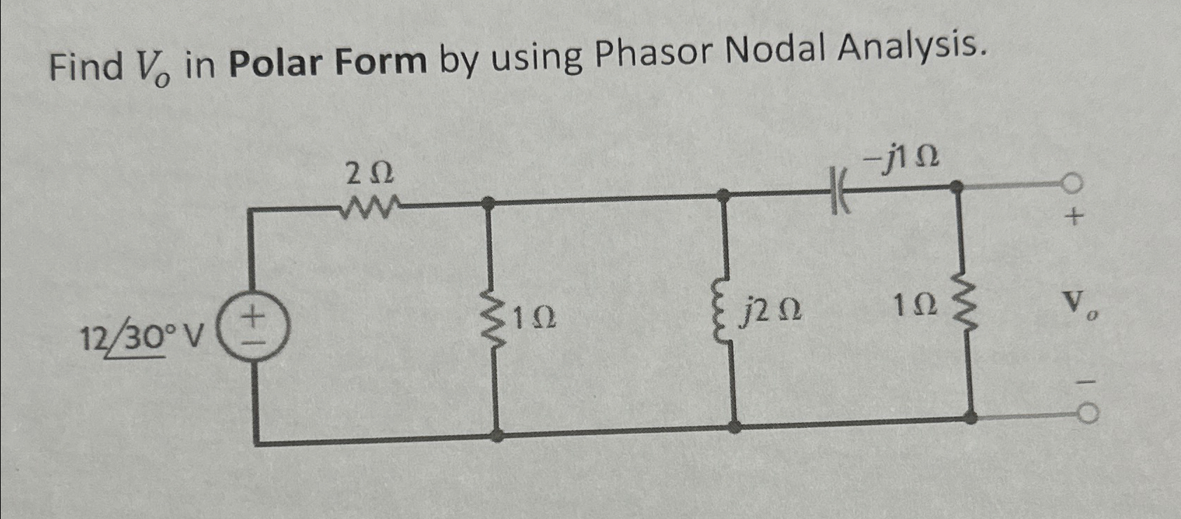 Solved Find VO ﻿in Polar Form by using Phasor Nodal | Chegg.com
