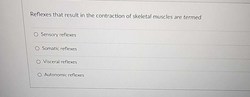 Solved Reflexes that result in the contraction of skeletal | Chegg.com