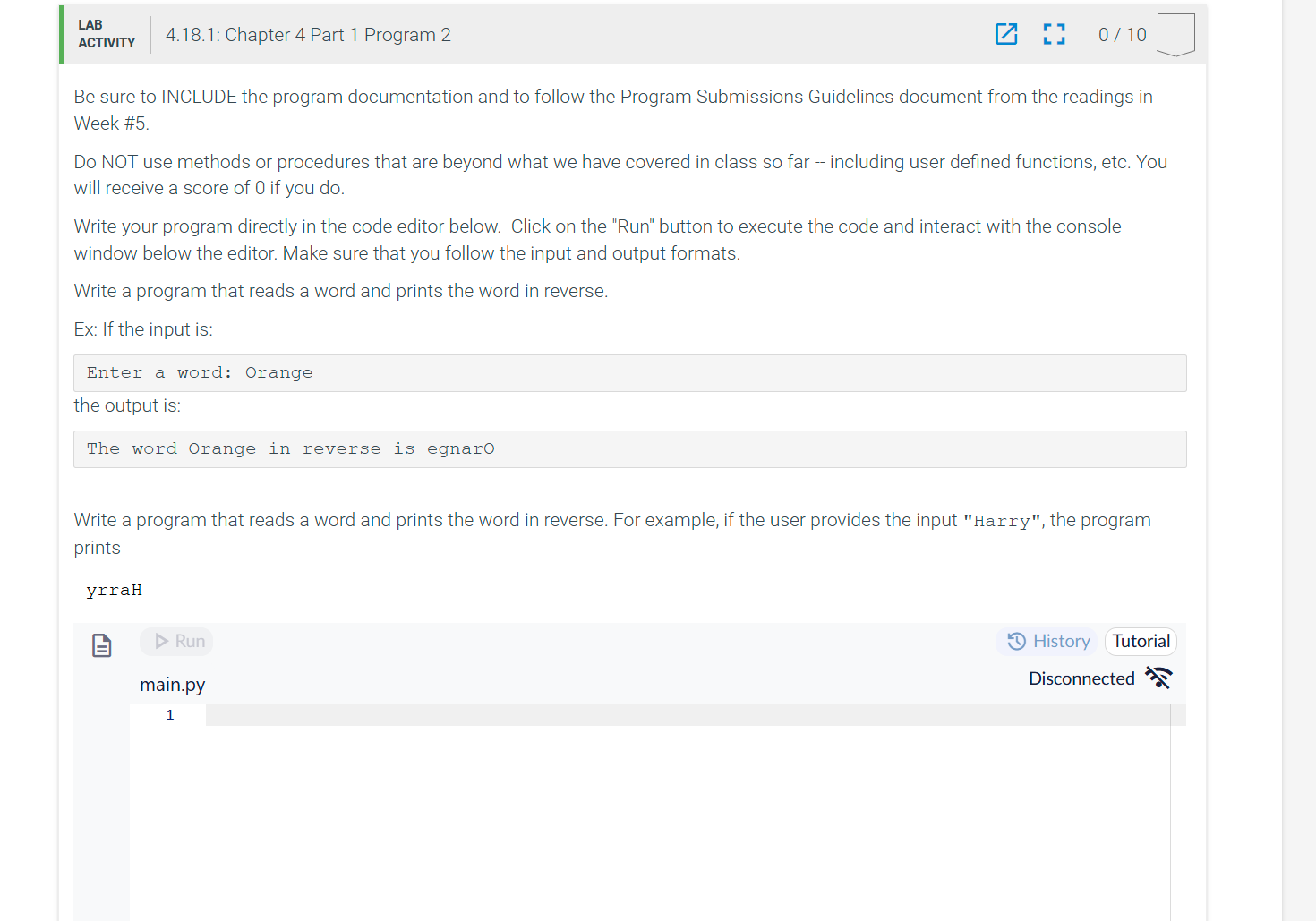 Solved 4.18 ﻿Chapter 4 ﻿Part 1 ﻿Program 2lab activity4.18.1: | Chegg.com