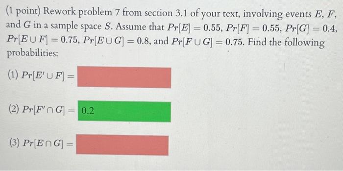 Solved (1 point) Rework problem 7 from section 3.1 of your | Chegg.com