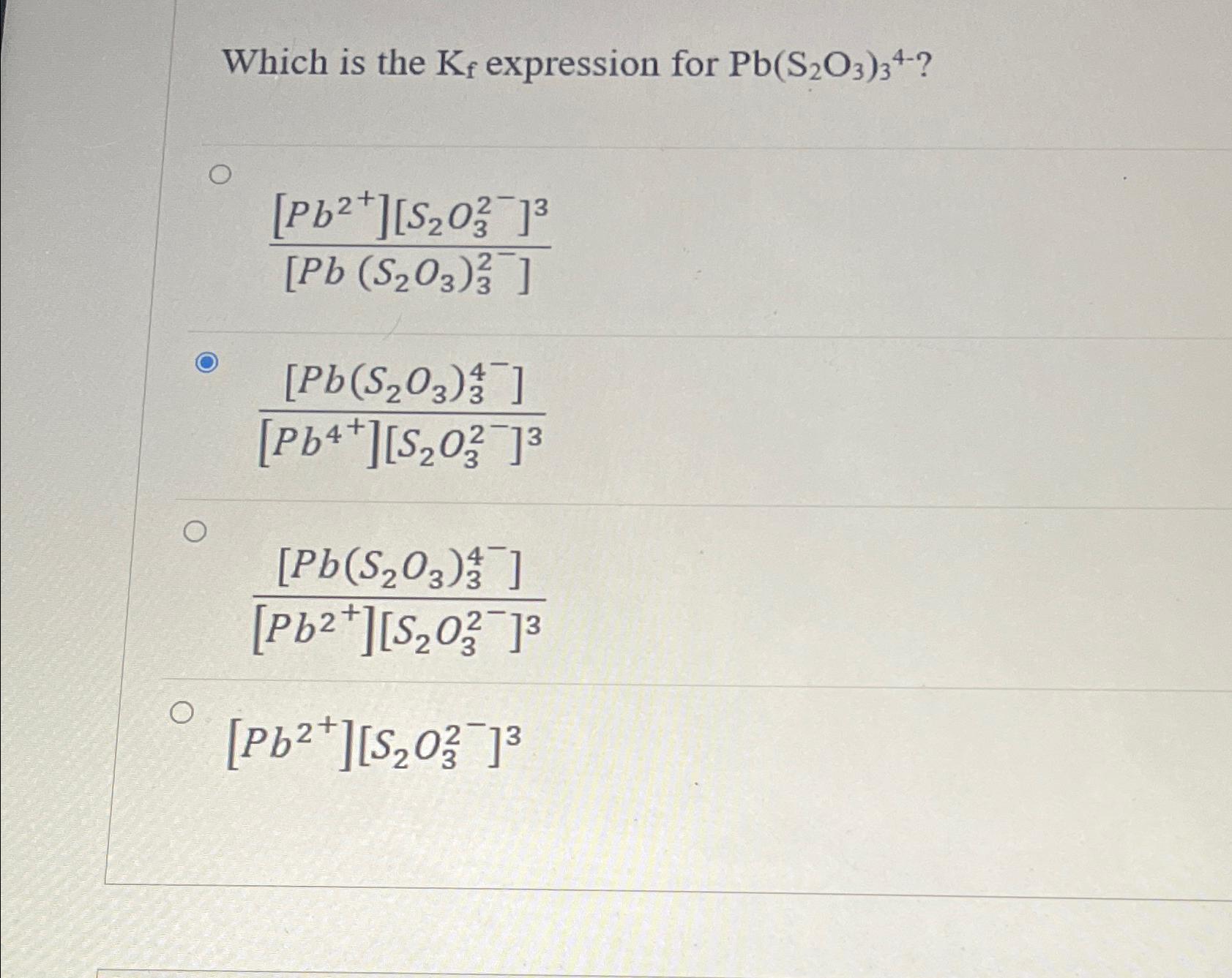 Solved Which is the Kf ﻿expression for | Chegg.com