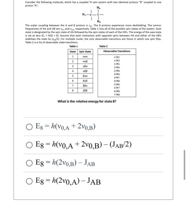 Solved Consider the following molecule, which has a coupled | Chegg.com
