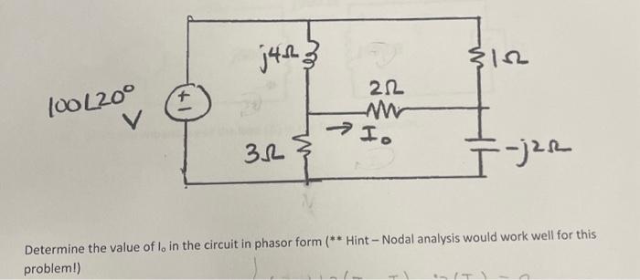 Solved Determine the value of I0 in the circuit in phasor | Chegg.com