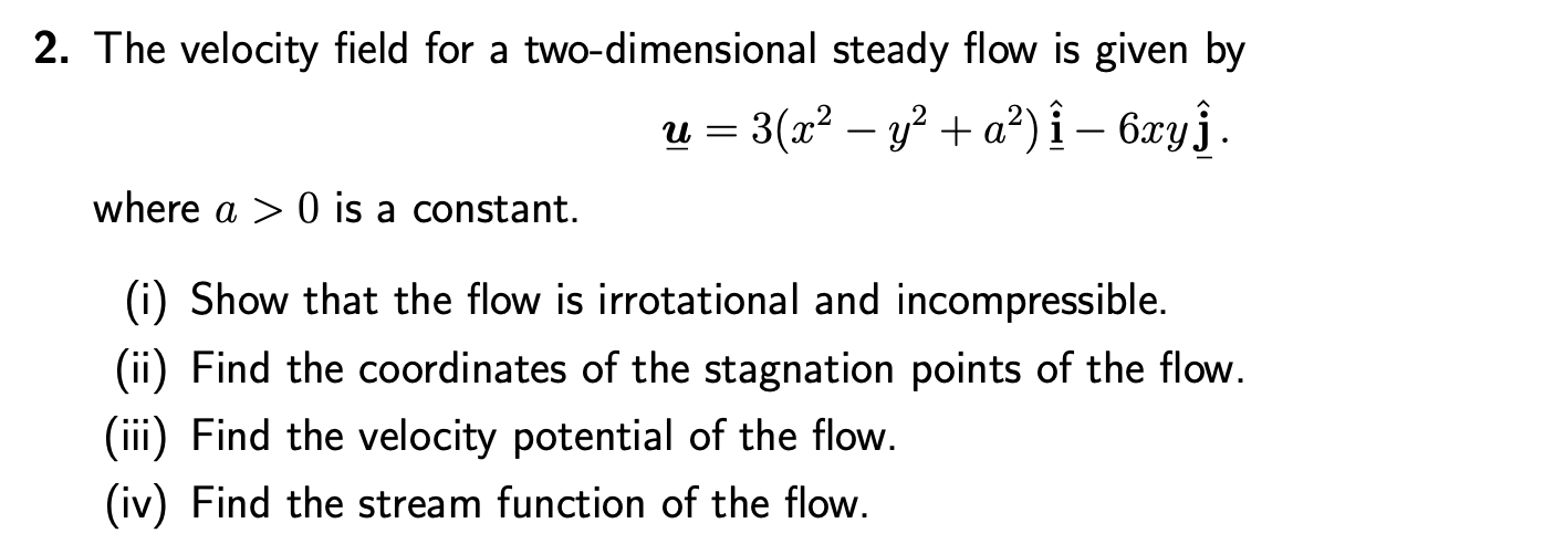 Solved The velocity field for a two-dimensional steady flow | Chegg.com