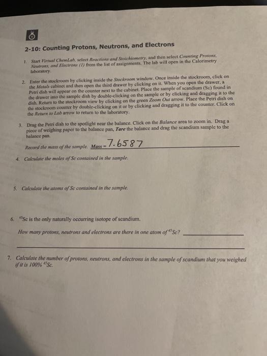 Solved 2-10: Counting Protons, Neutrons, and Electrons 1 | Chegg.com