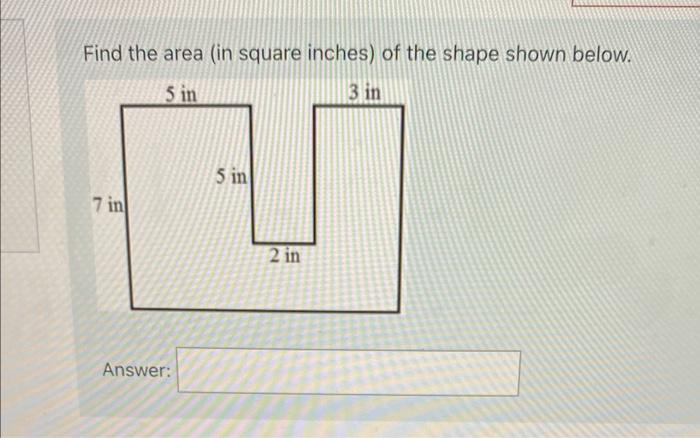 Solved Find the area (in square inches) of the shape shown | Chegg.com