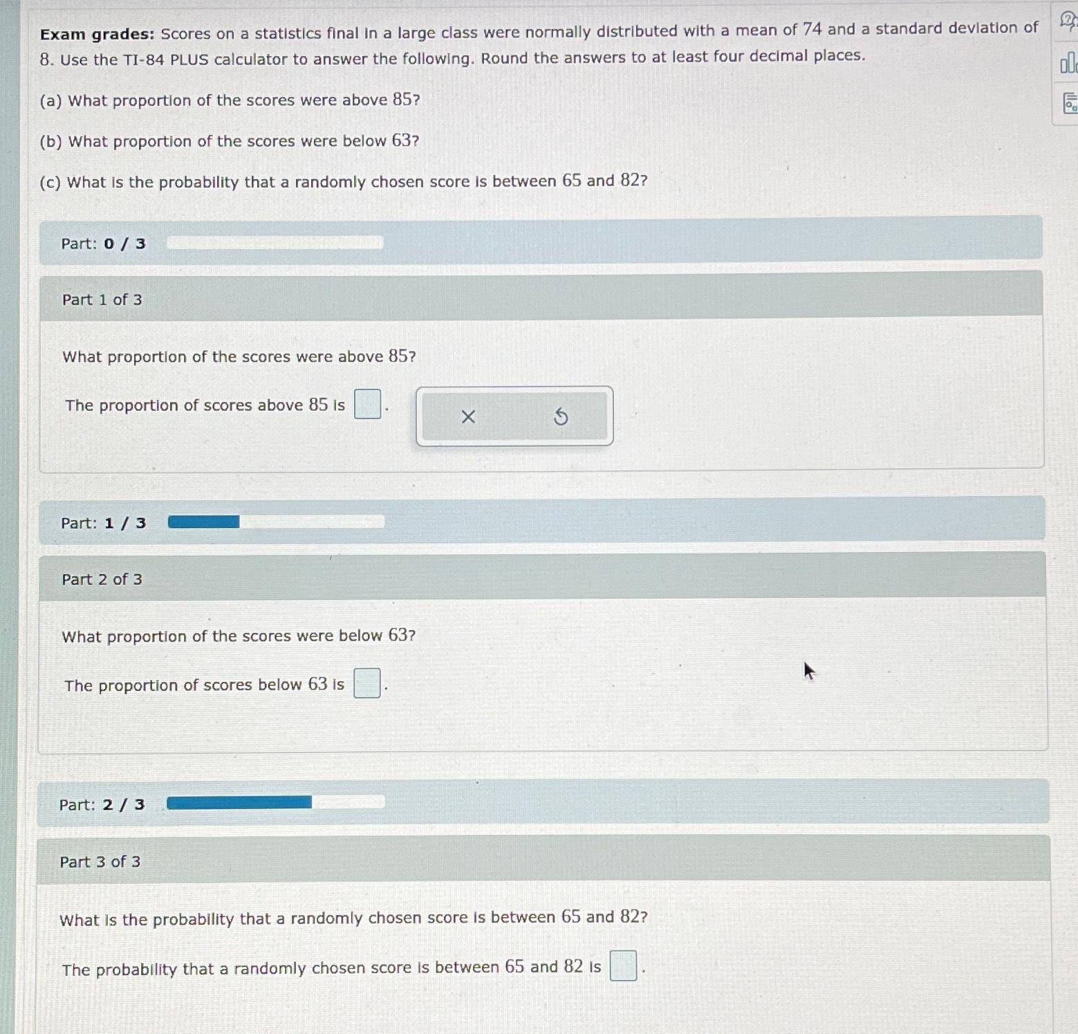 Solved Exam grades: Scores on a statistics final in a large | Chegg.com