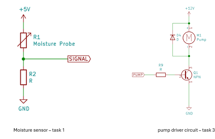 Solved The circuits in task 1 (moisture sensor) ﻿and task | Chegg.com