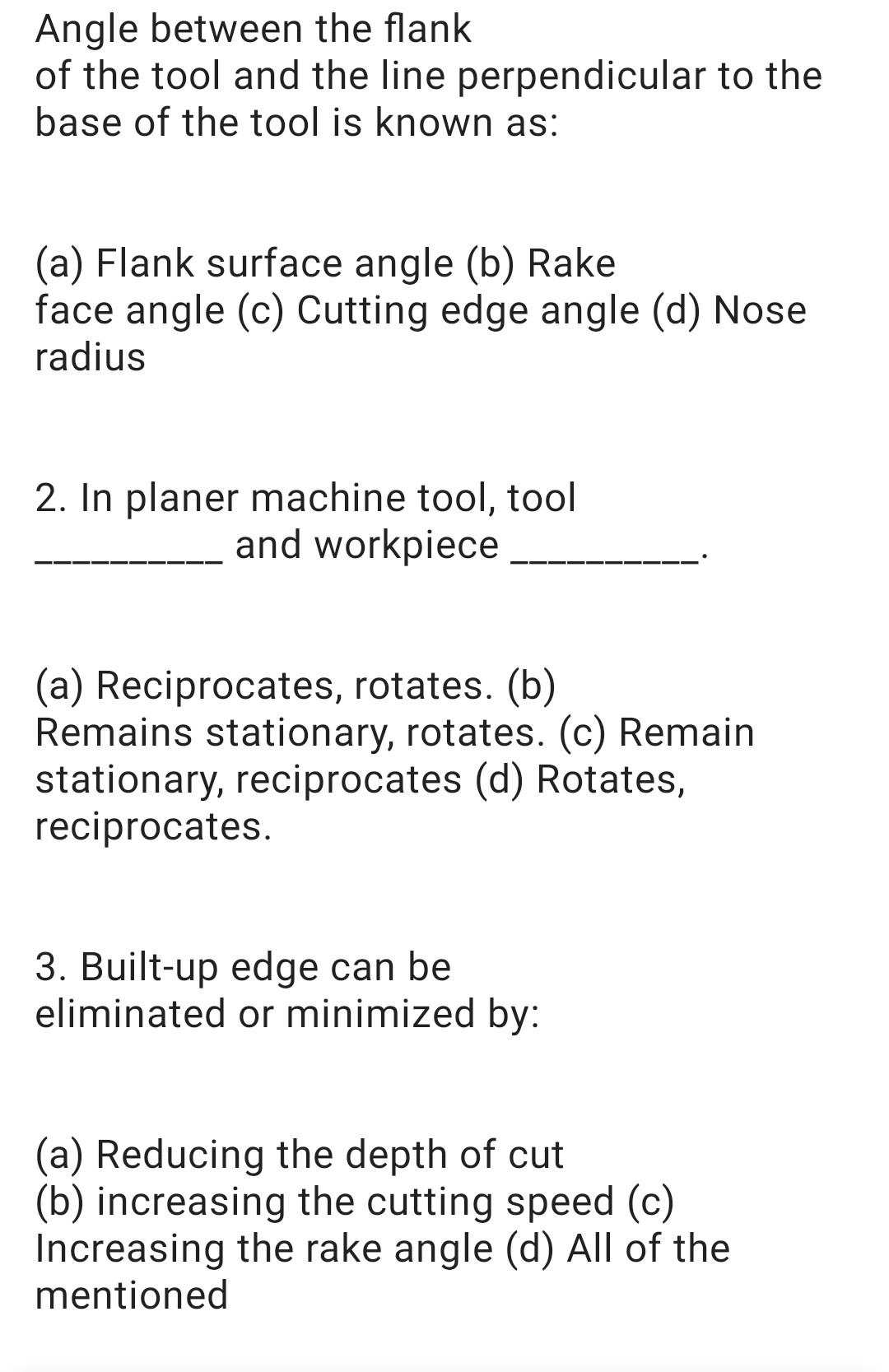 Solved Angle between the flank of the tool and the line | Chegg.com
