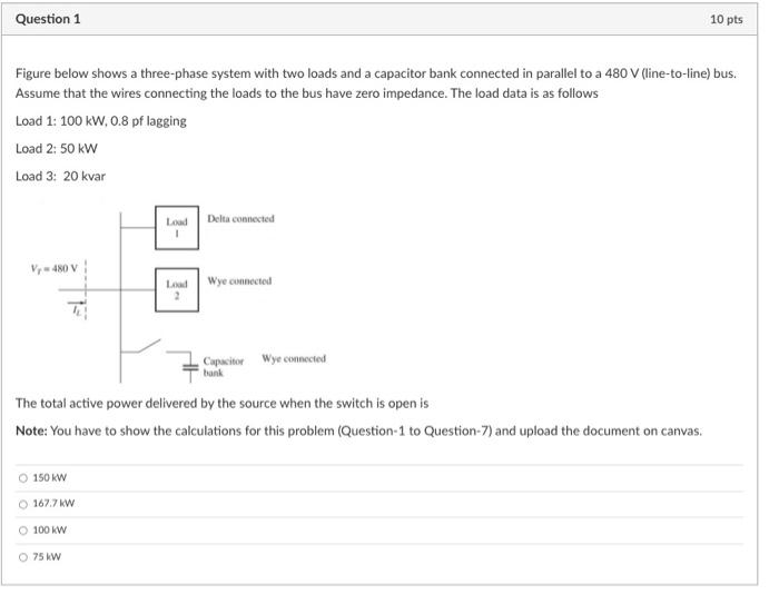 Solved Question 1 10 pts Figure below shows a three-phase | Chegg.com