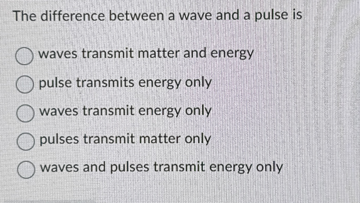 Solved The Difference Between A Wave And A Pulse Iswaves
