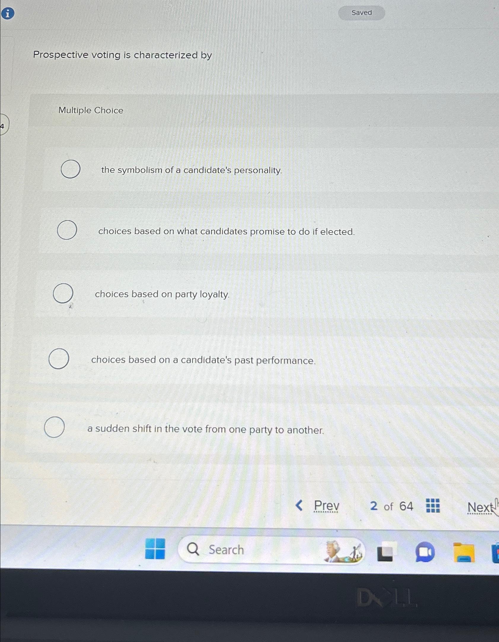Solved Prospective voting is characterized byMultiple | Chegg.com